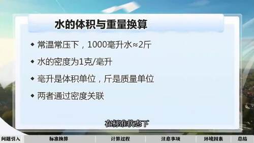 1000毫升水等于2斤?揭秘水的重量与体积换算!