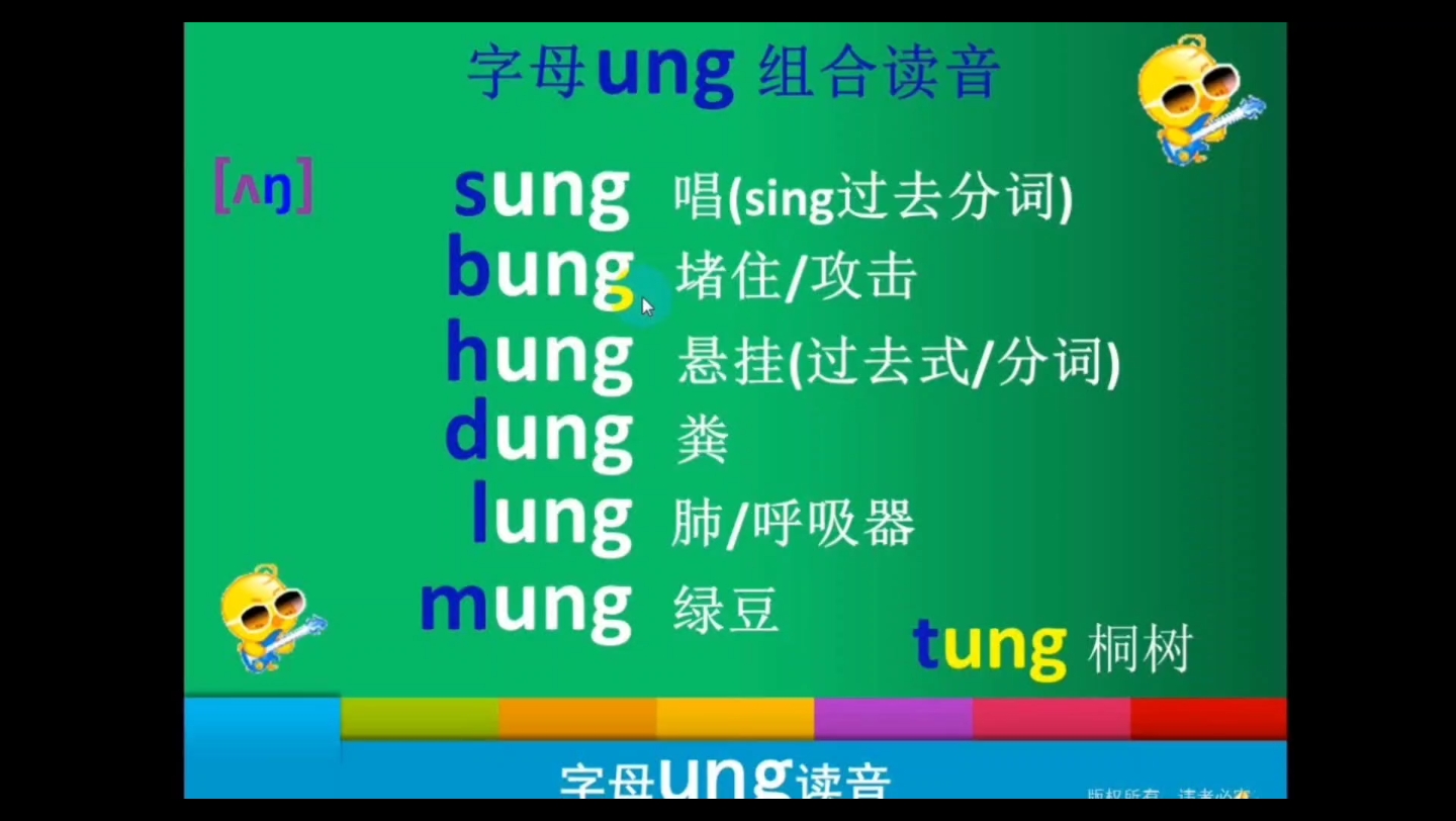 字母 ung 组合读音 自然拼读