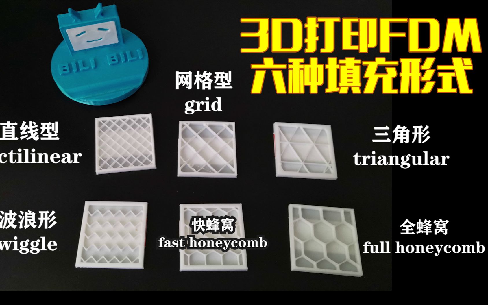 【3D打印】FDM熔积成型的六种填充形式/Simplify3D的六种默认填充...