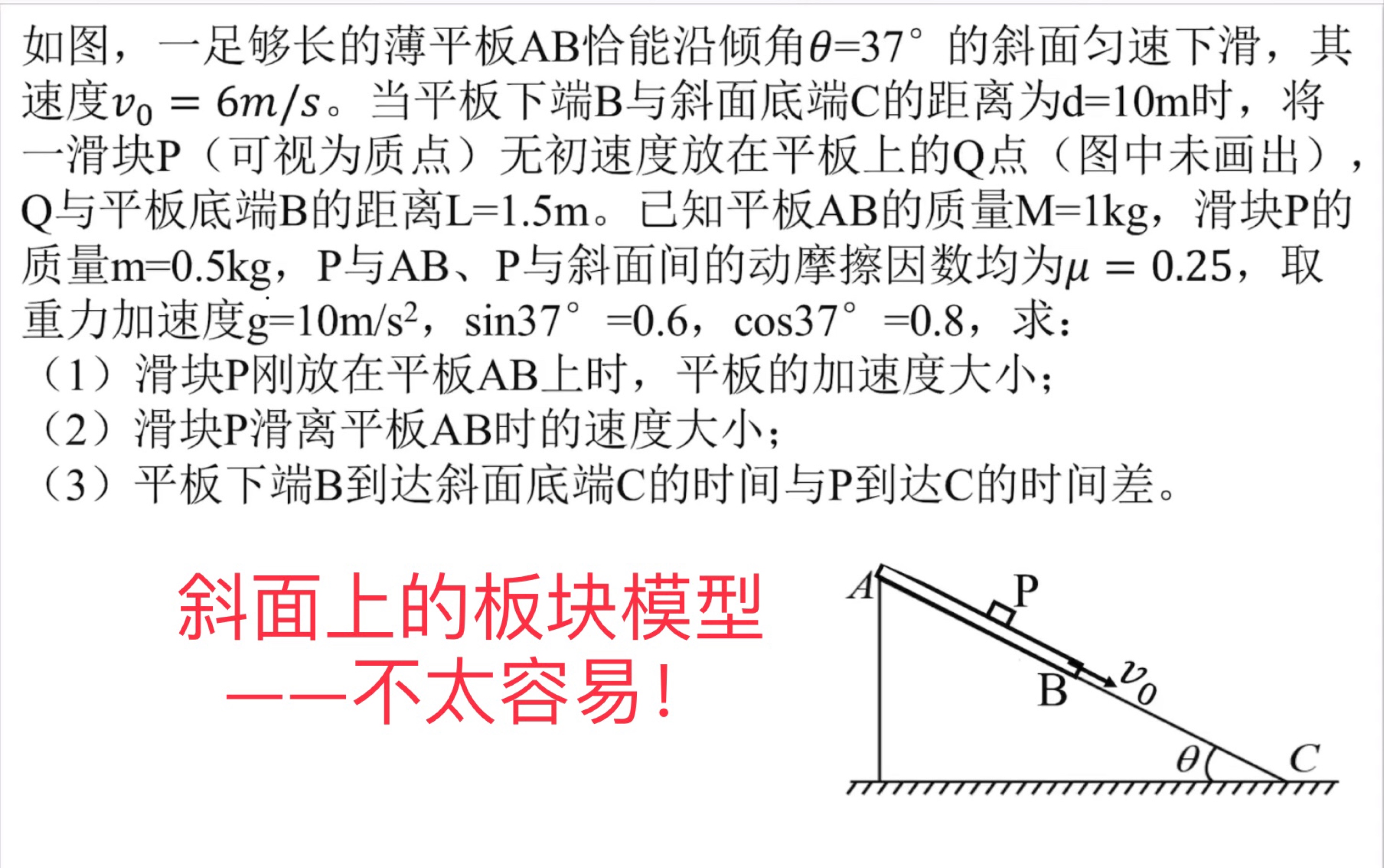 板块模型1——斜面上的板块运动问题