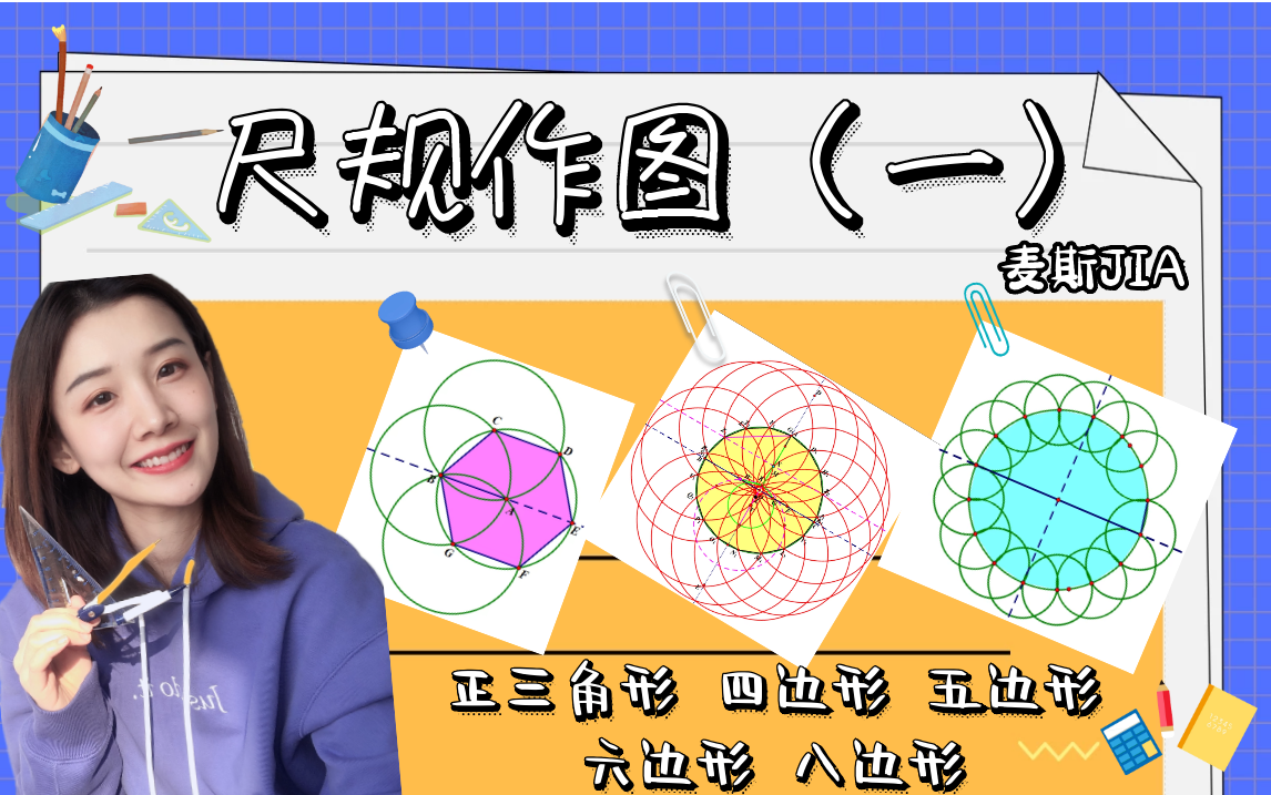尺规作图正多边形(一)-正三、四、五、六、八边形尺规作图