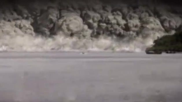 1883年印度尼西亚喀拉喀托火山大爆发,天空黑暗下火雨