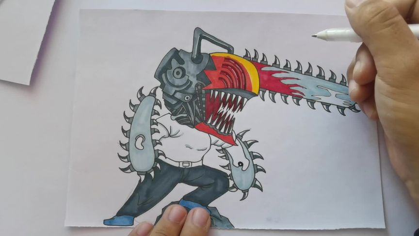 电锯人最详细绘画教程,#手绘 #画画 #电锯人