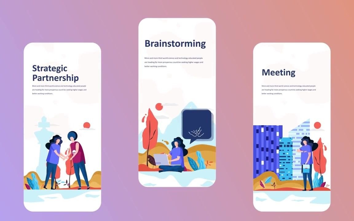 6个充满活力的广告宣传插画AE模板Partnership