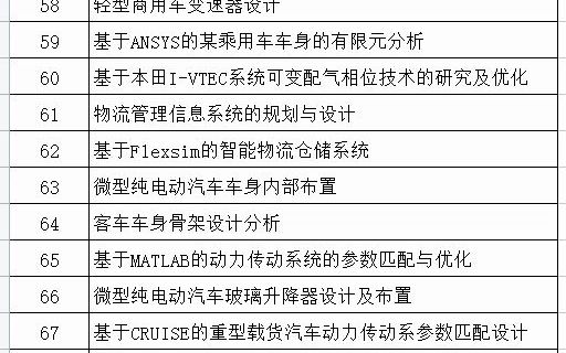车辆工程毕业设计题目汇总