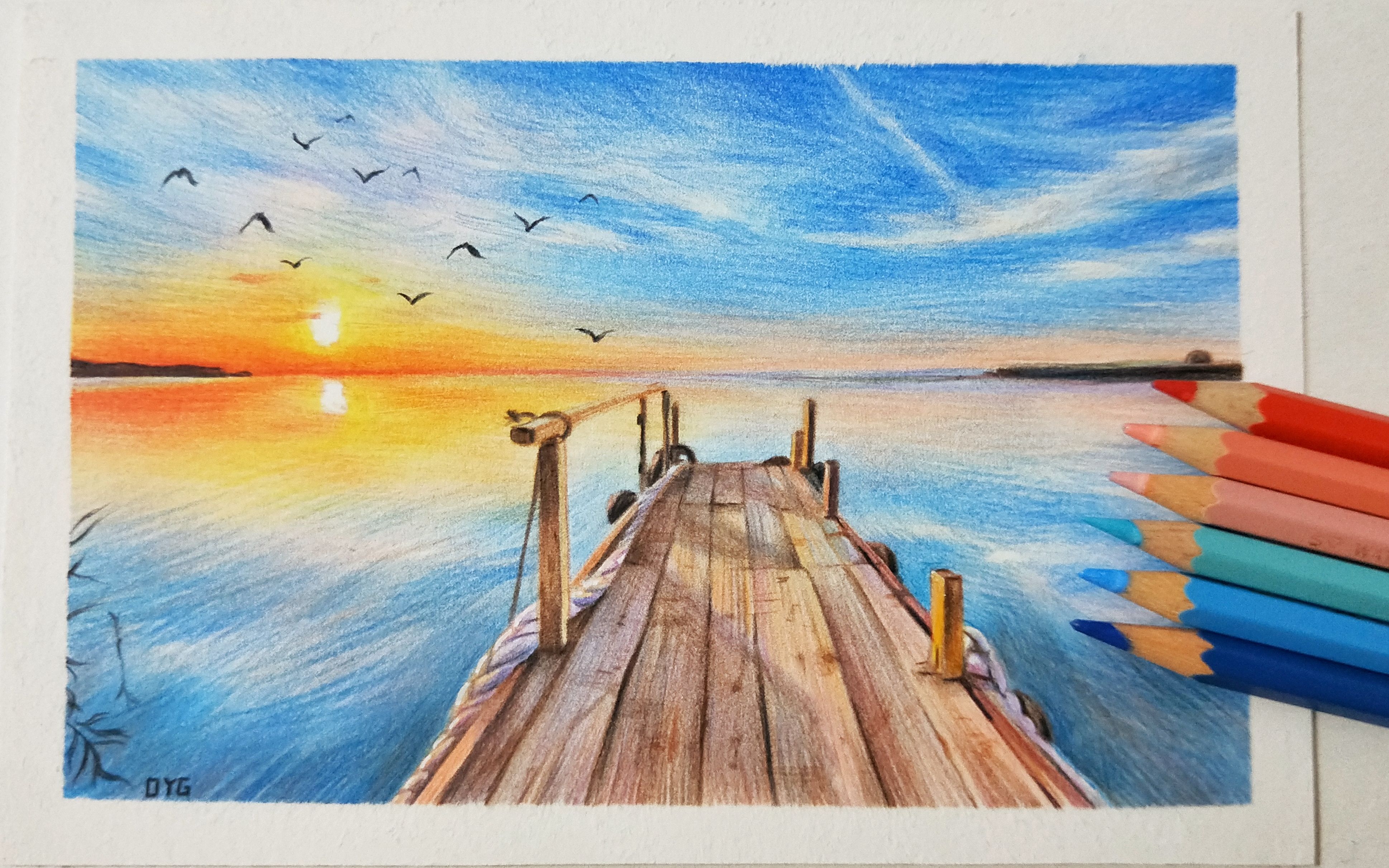 【彩铅】 彩铅风景画基础教学 绘画全过程 在绘画中需要注意哪些细节 ...