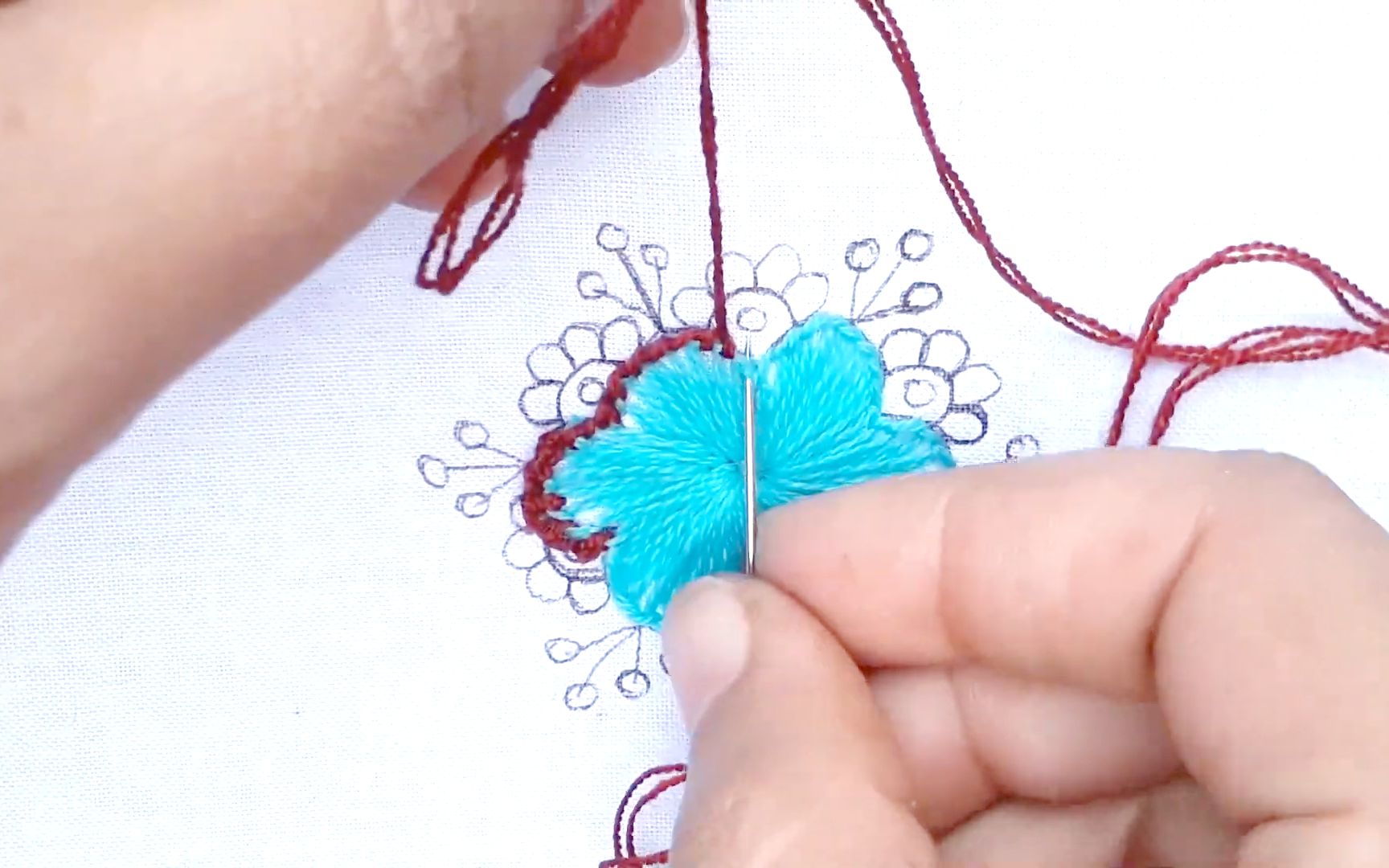 绣一朵小清新的大雪花,手工刺绣6种针法,为你的毛衣增光添彩