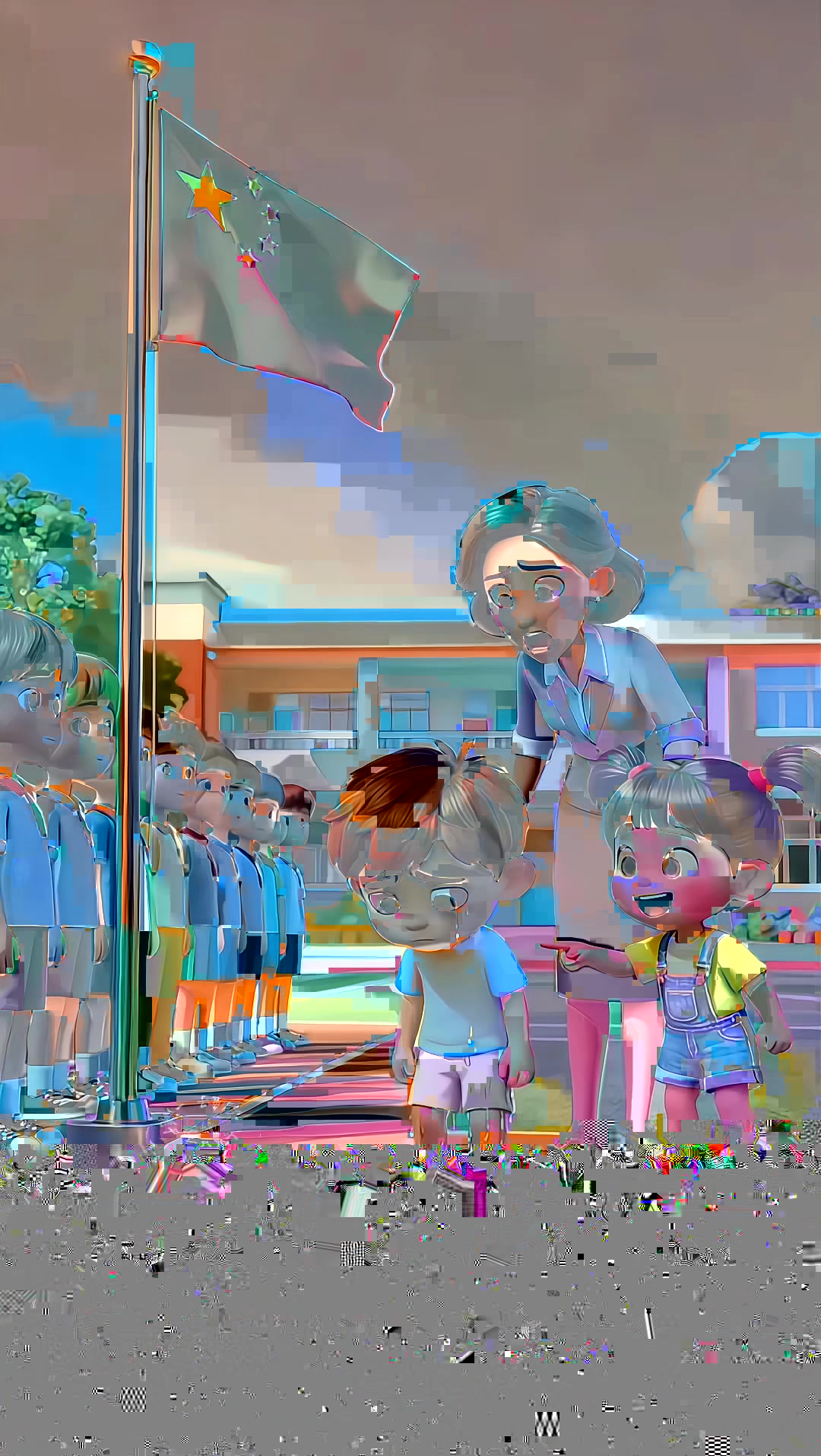 小男孩也想要升国旗才没忍住的#二次元原创 #儿童动画 #动漫