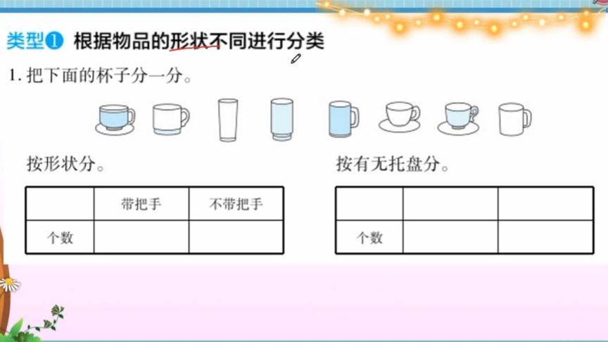 一年级数学,第3单元分类与整理,根据物品的形状不同进行分类