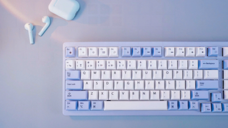 治愈蓝色系,无线蓝牙办公机械键盘