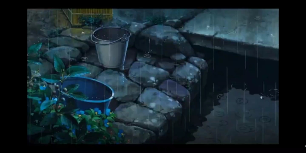 动画的下雨场景,烦躁的心情也随之散去