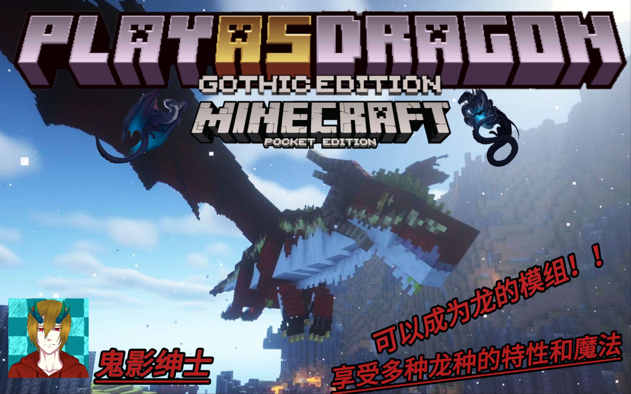 在我的世界变成龙,飞翔于星空运用龙魔法和特性,多种外形多种龙种...