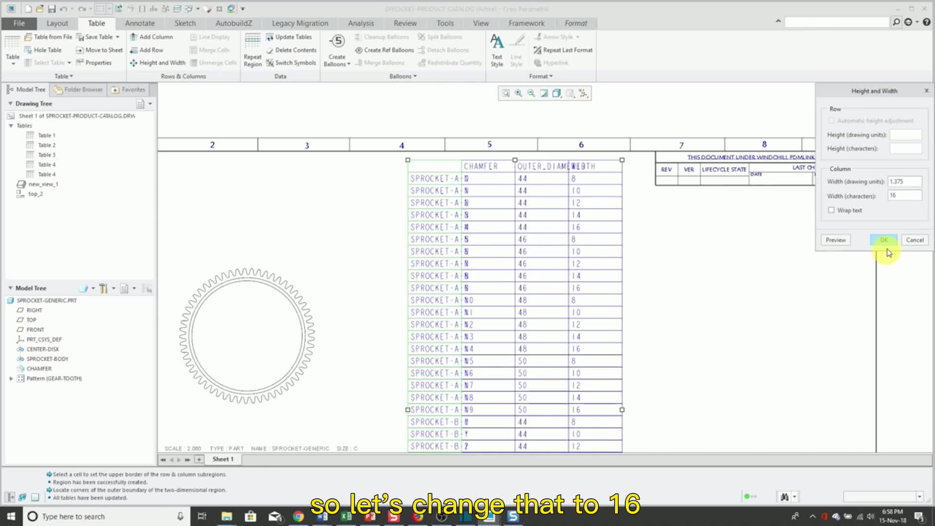 族表基础教程_4/Creo Parametric - Family Tables on Drawings