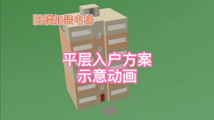 老旧小区加装电梯平层入户方式动画展示。