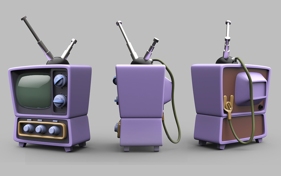 【3dmax道具建模】Q版电视机模型制作案例,pbr全流程讲解