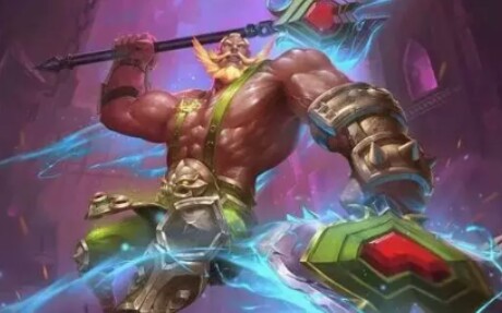 国服程咬金王者局排位,堵在对面高地疯狂输出,打出43的输出