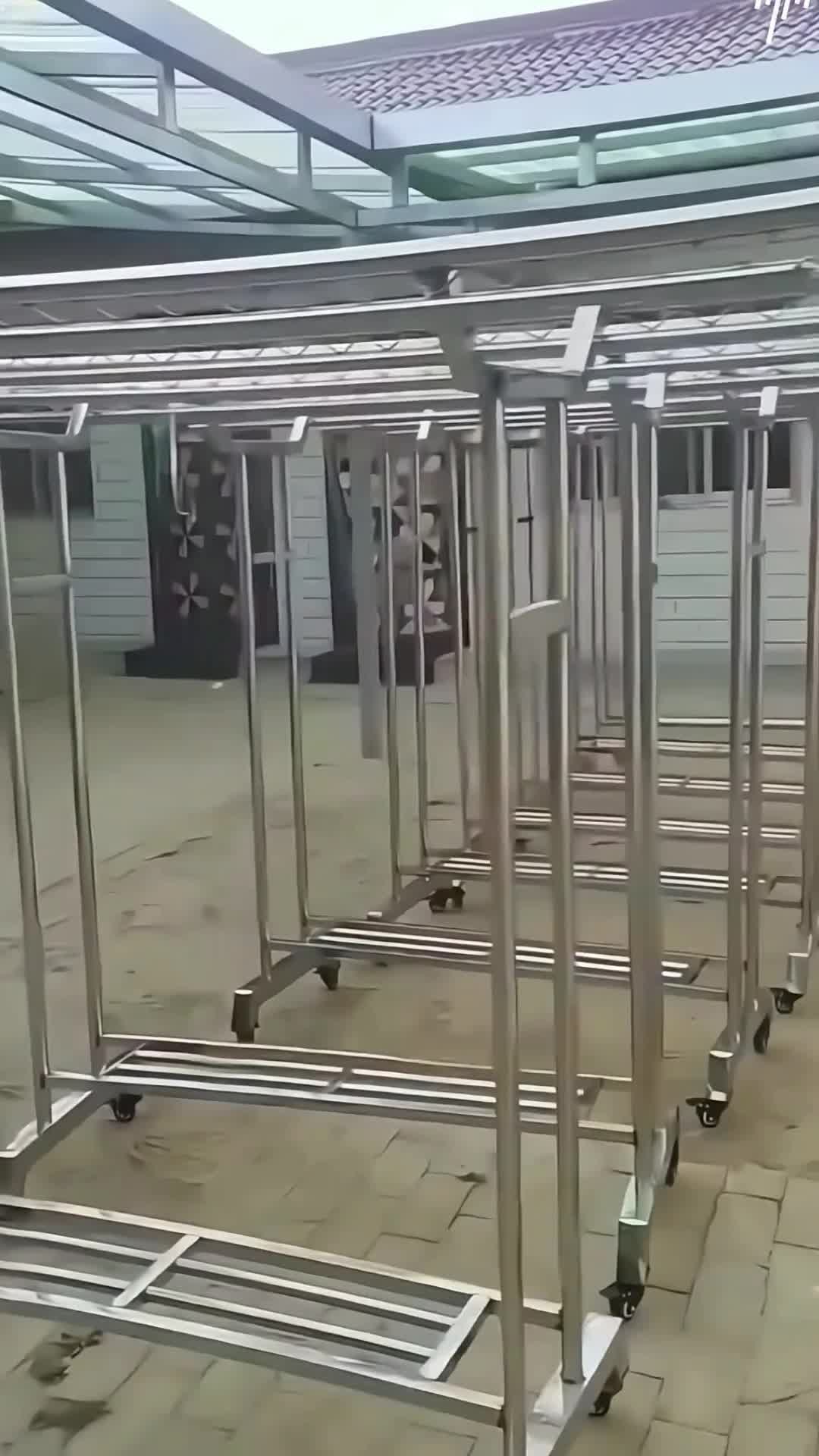 镀锌钢管晾衣架落地家用阳台挂衣户外室外防风双杆水管加厚加粗晾晒...