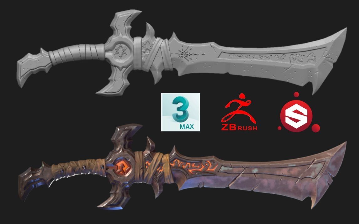 次时代高模制作教程,3dmax低模 布线卡线 zbrush高模雕刻 SP模型烘焙