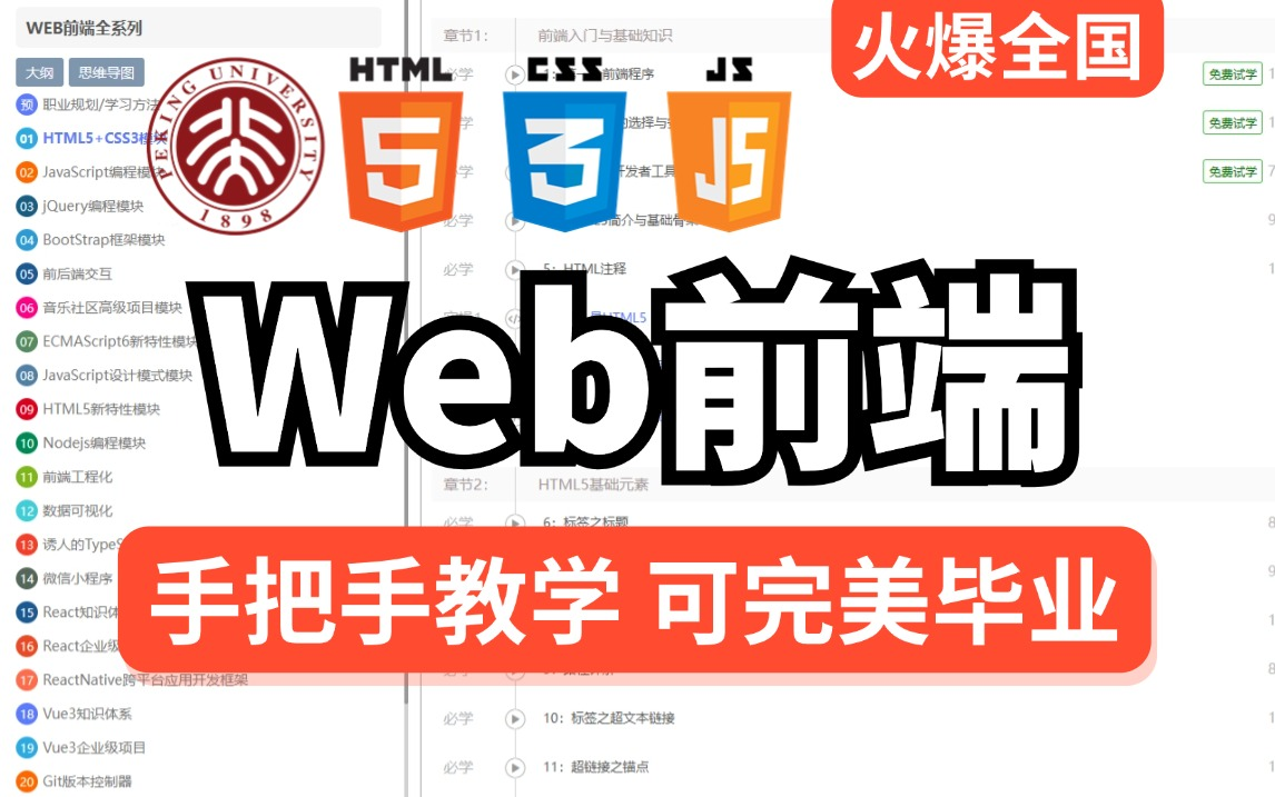 2024前端入门教学(HTML5+CSS3+JavaScript+Vue+移动端H5开发)零...