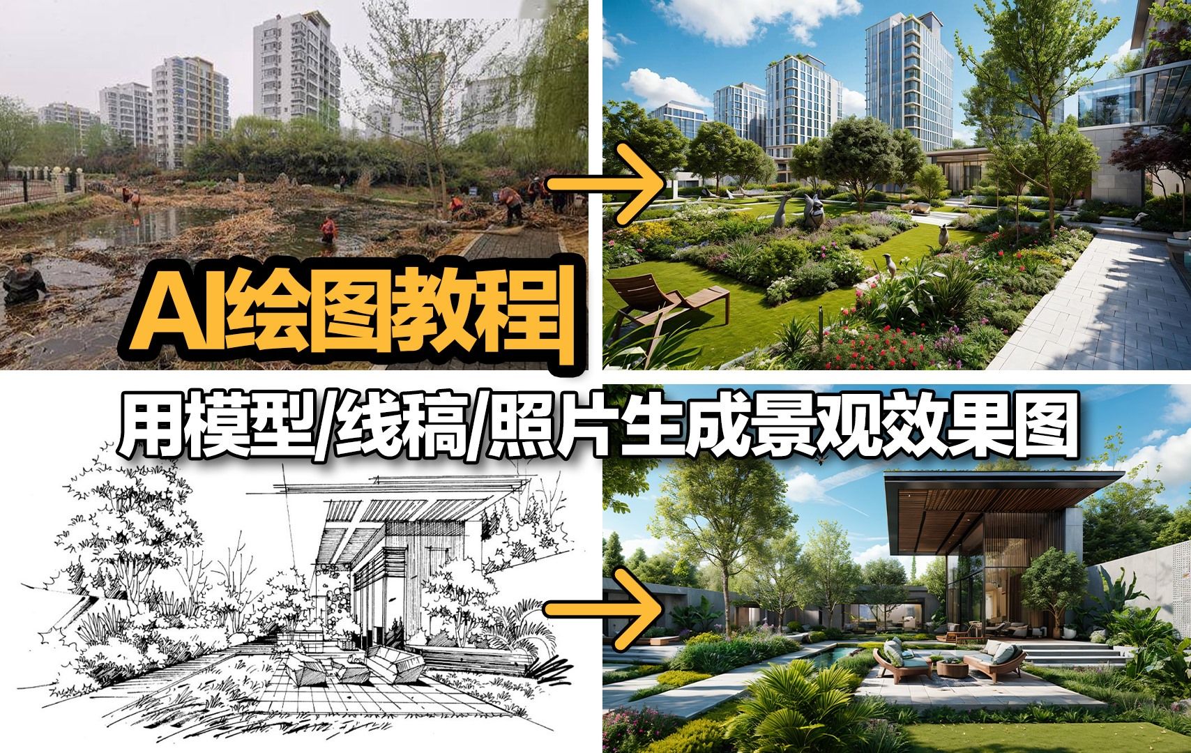 AI绘图教程|用模型/线稿/照片生成景观效果图!一分钟就学会!