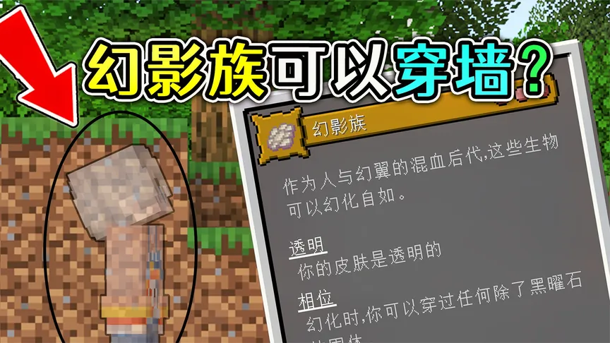 我的世界:mc新添9个种族?幻影族可以穿墙,翼人族自带鞘翅!