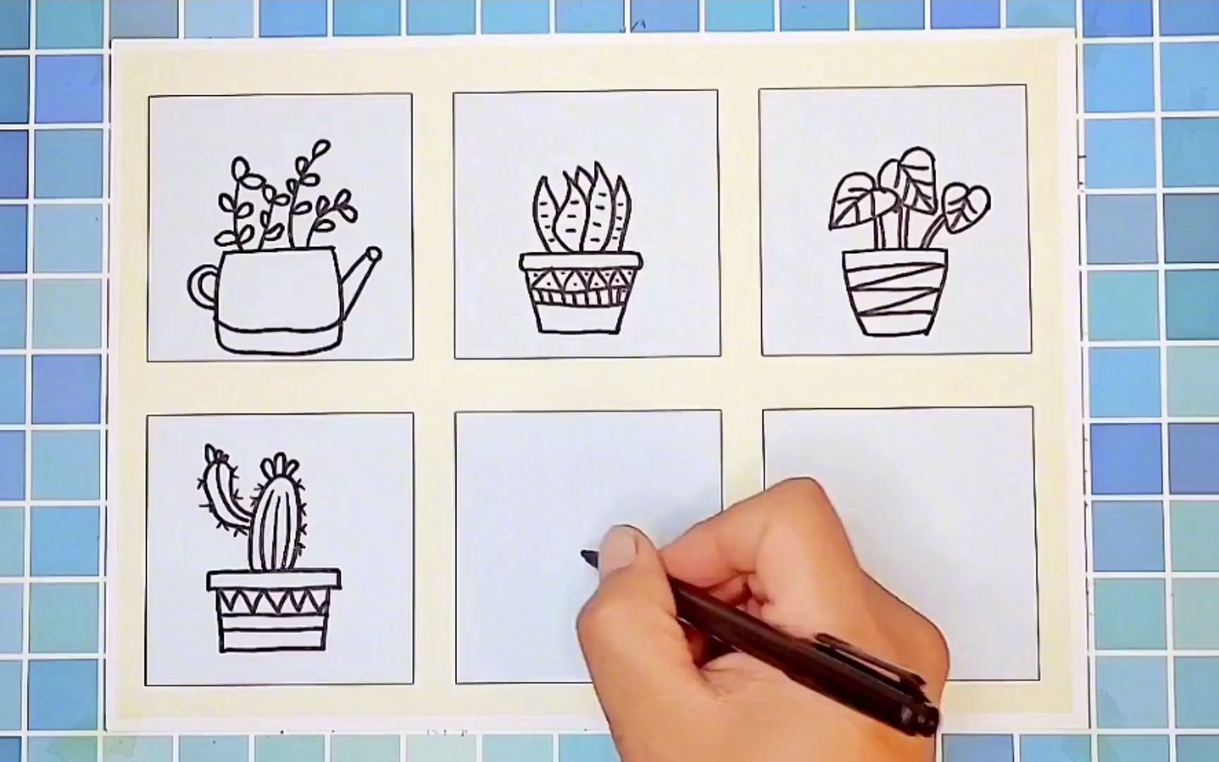 简单易学的6种盆栽植物简笔画教程,儿童花卉简笔画画法幼儿启蒙