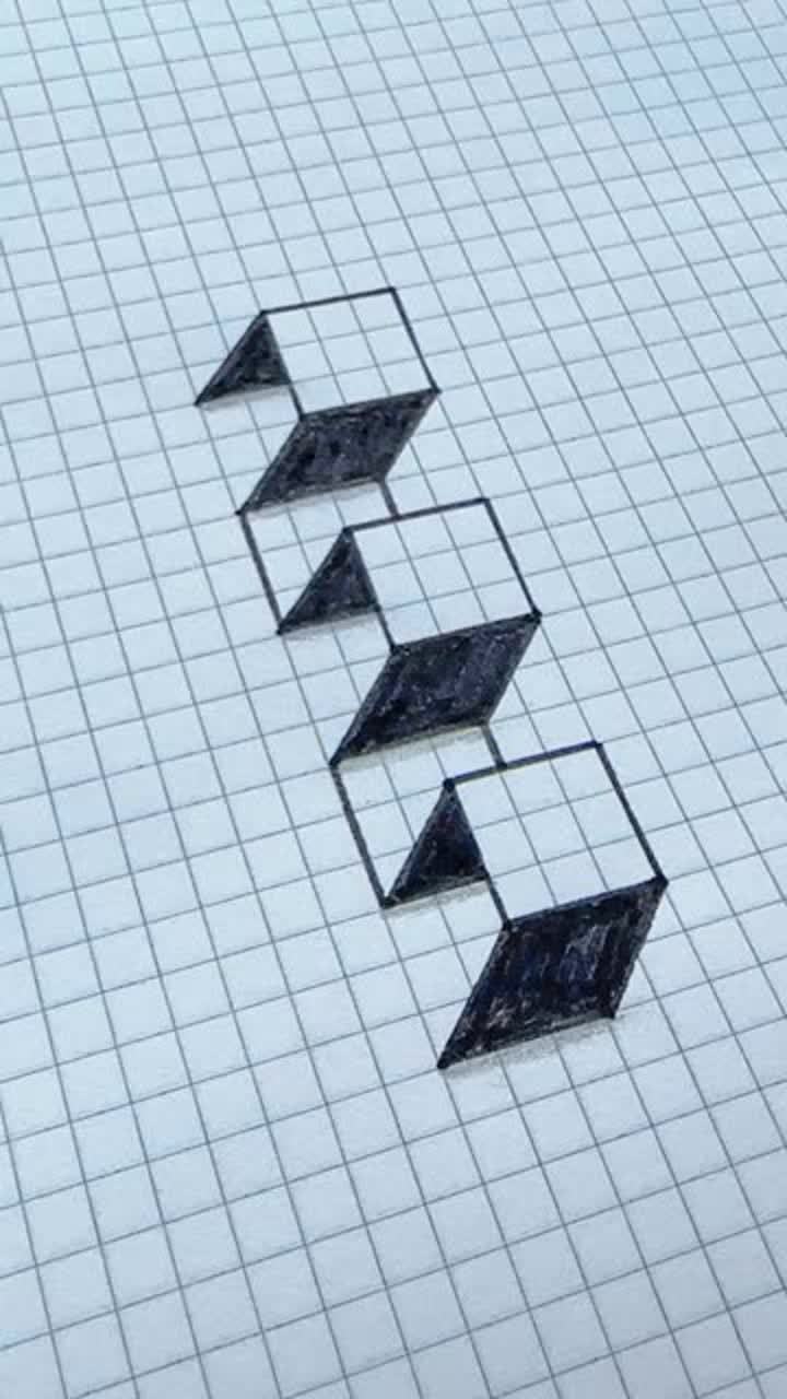 原来立体图形是这么画的#手绘#立体图形#铅笔画