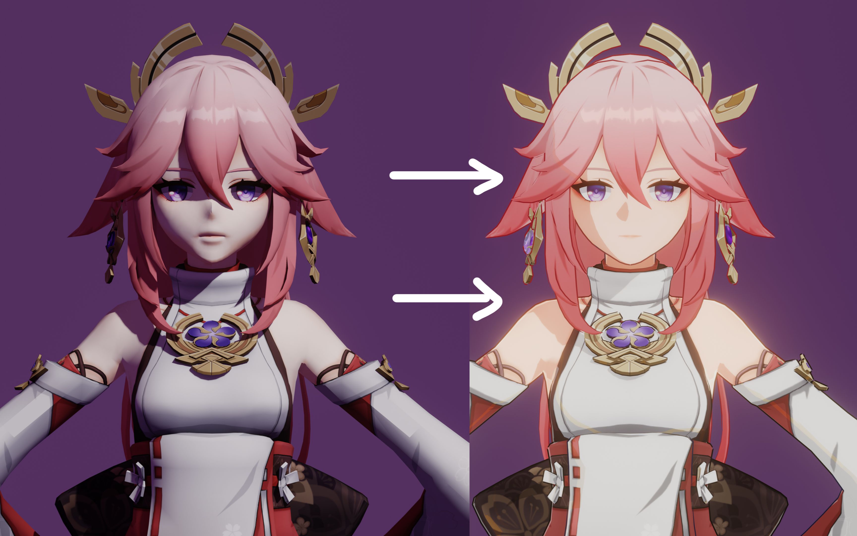 [仿原神渲染] 神樱树下的巫女——八重神子