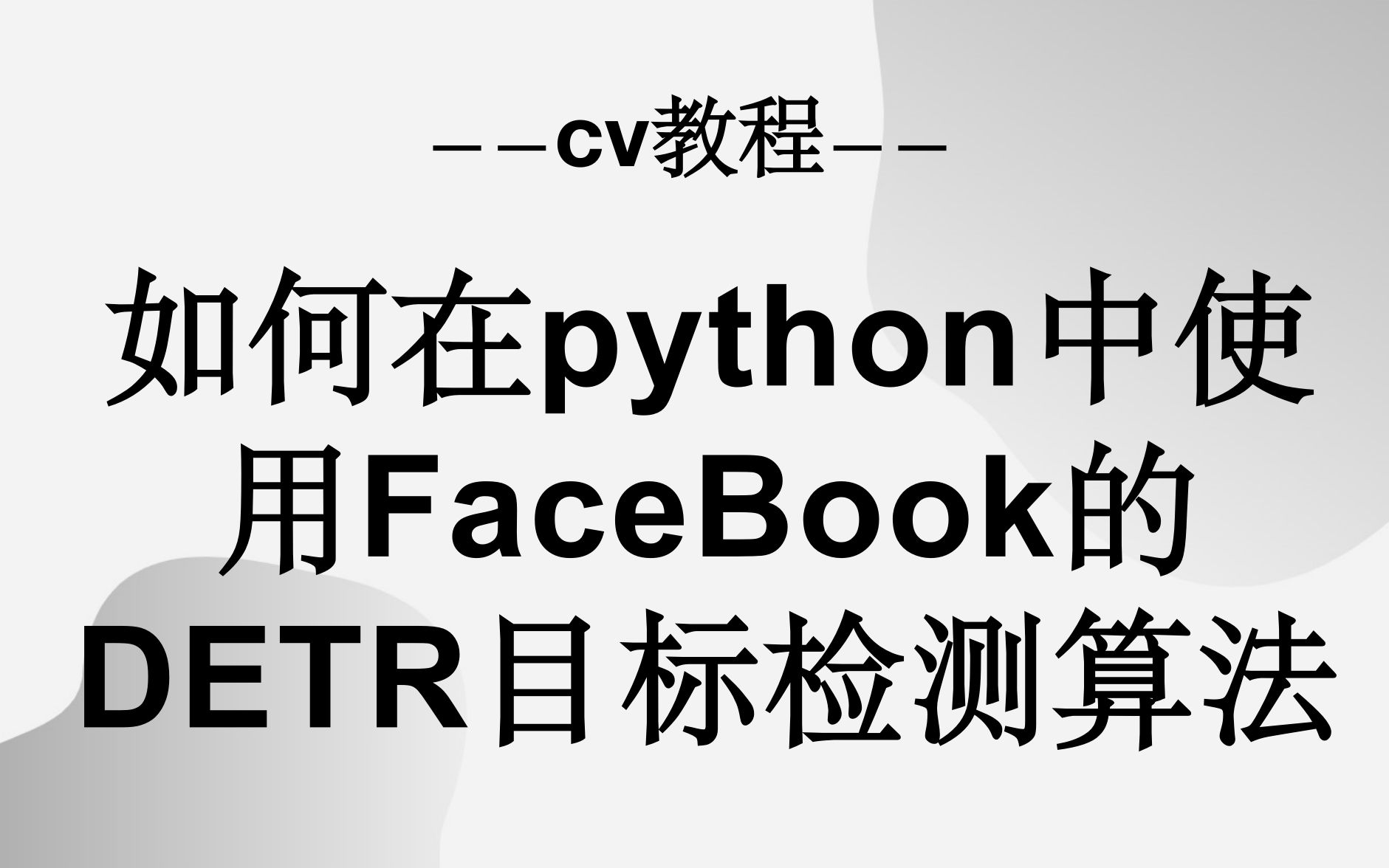 【CV教程】如何在python中使用FaceBook的DETR目标检测算法