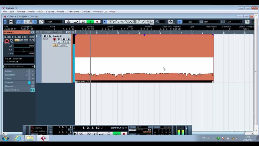 Cubase5快速中文教程_4、建立音频轨道以及录音