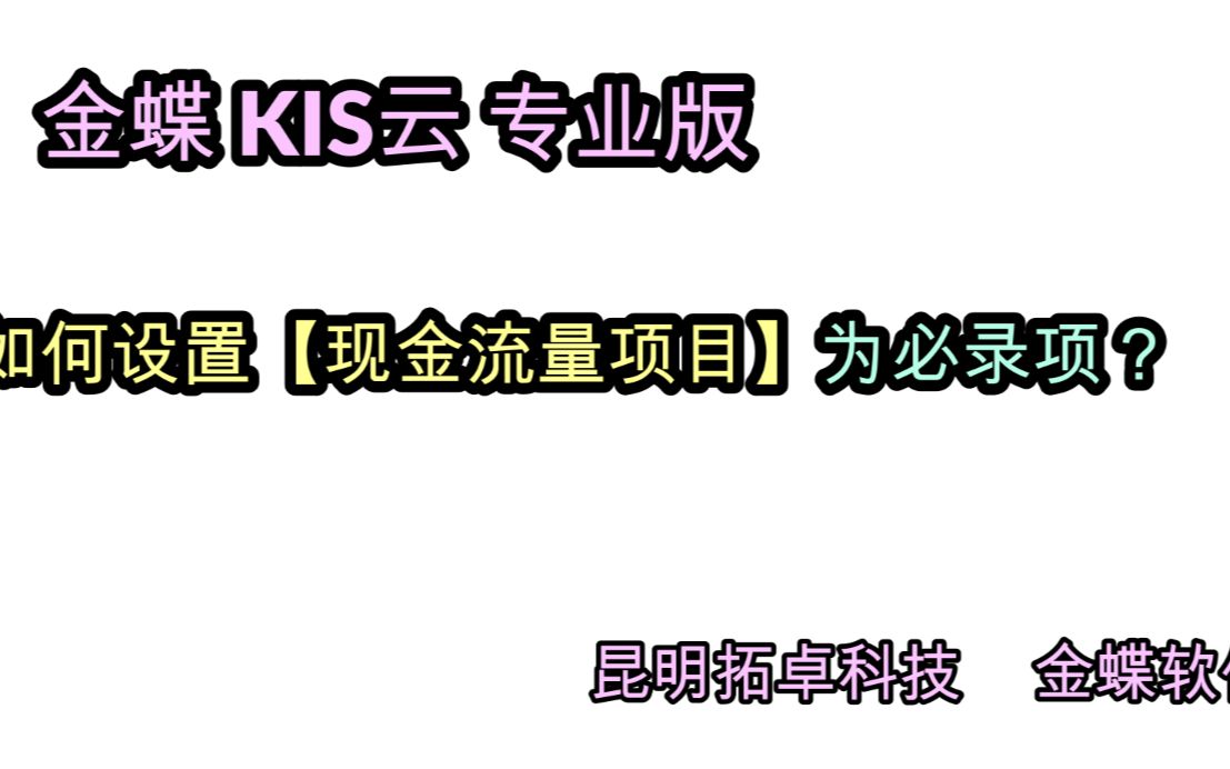 【金蝶 KIS云 专业版】如何设置现金流量为必录项