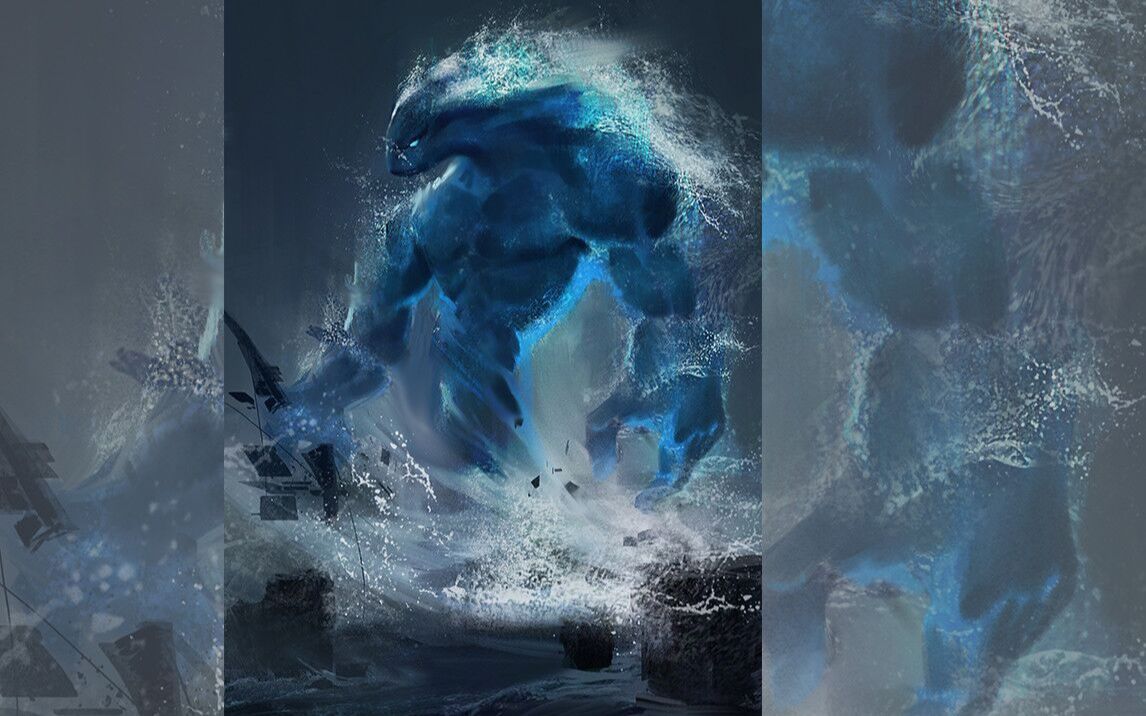 【板绘】Dota变体精灵·水人,ps表现水的质感
