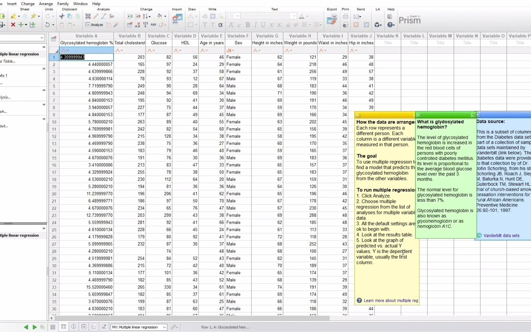 GraphPad Prism 9:多变量数据表