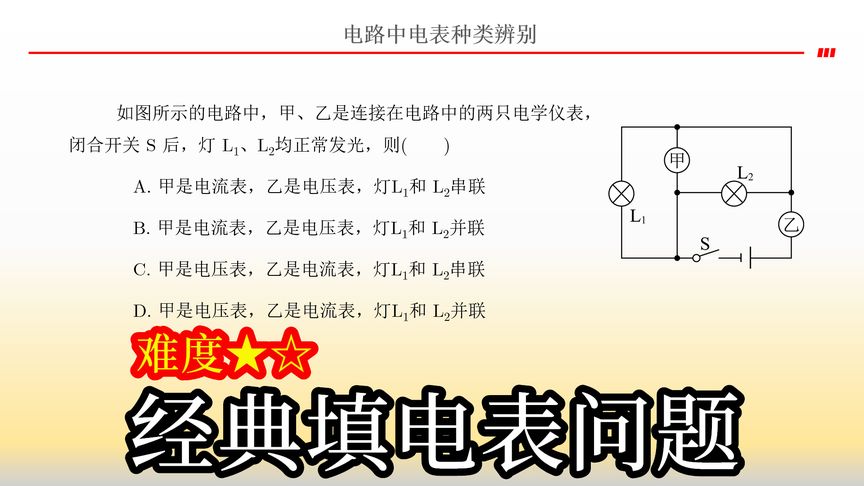 初中物理经典电学题,电表种类辨别,21个同类练习第4题