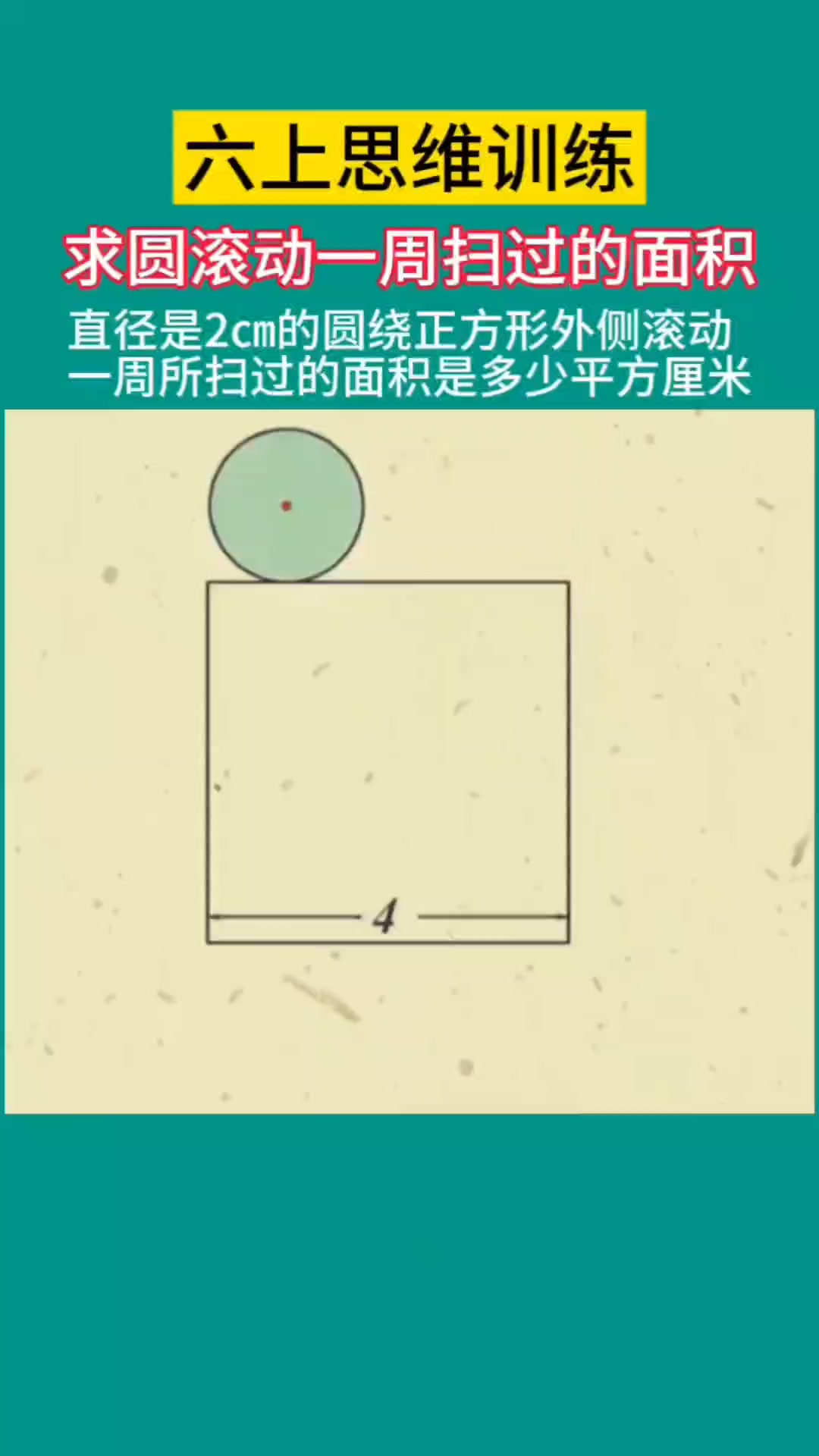 求圆绕正方形外侧滚动一周所扫过的面积#每天学习一点点 #数学思维