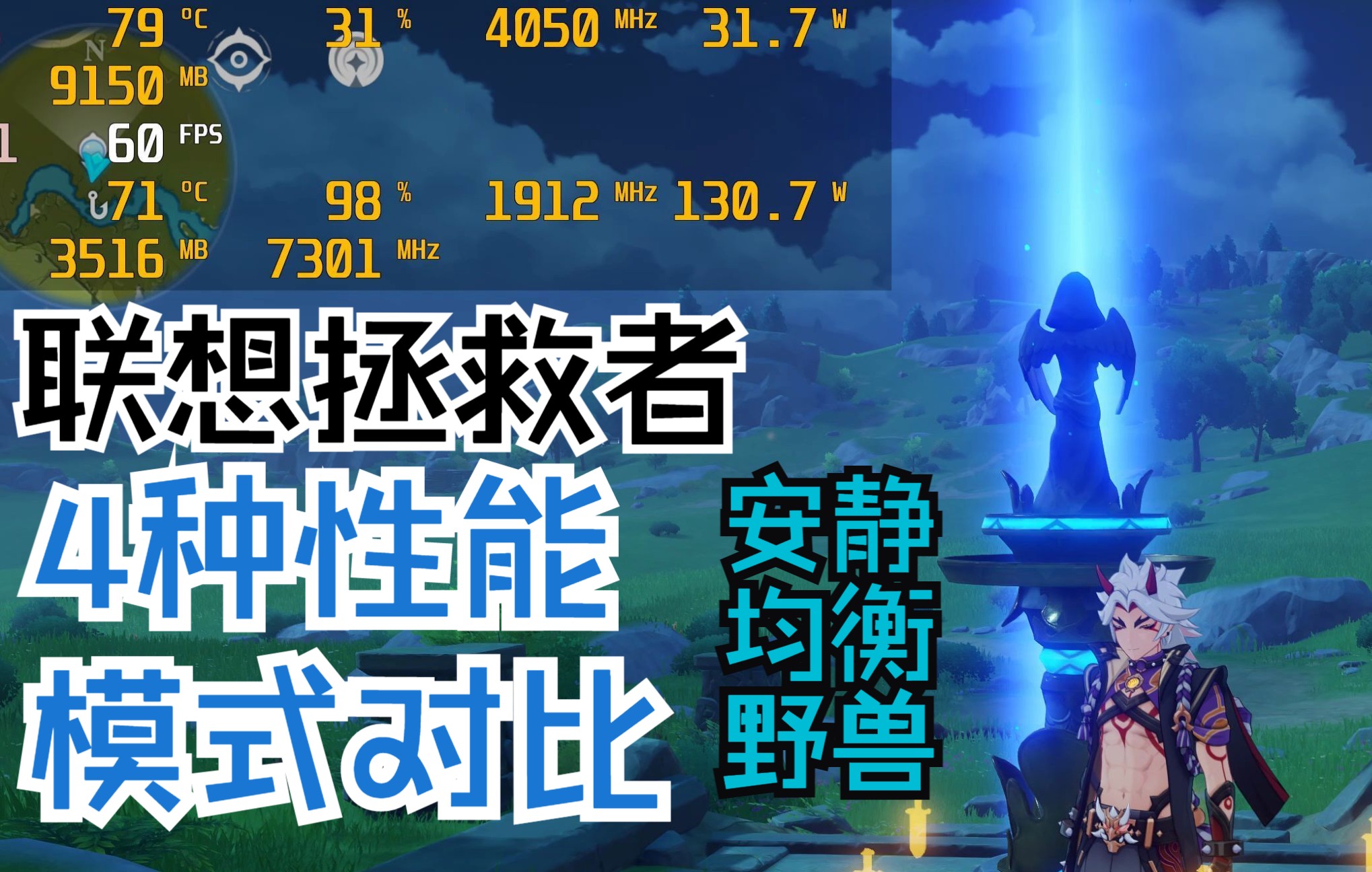 拯救者安静、均衡、野兽模式显卡性能释放对比