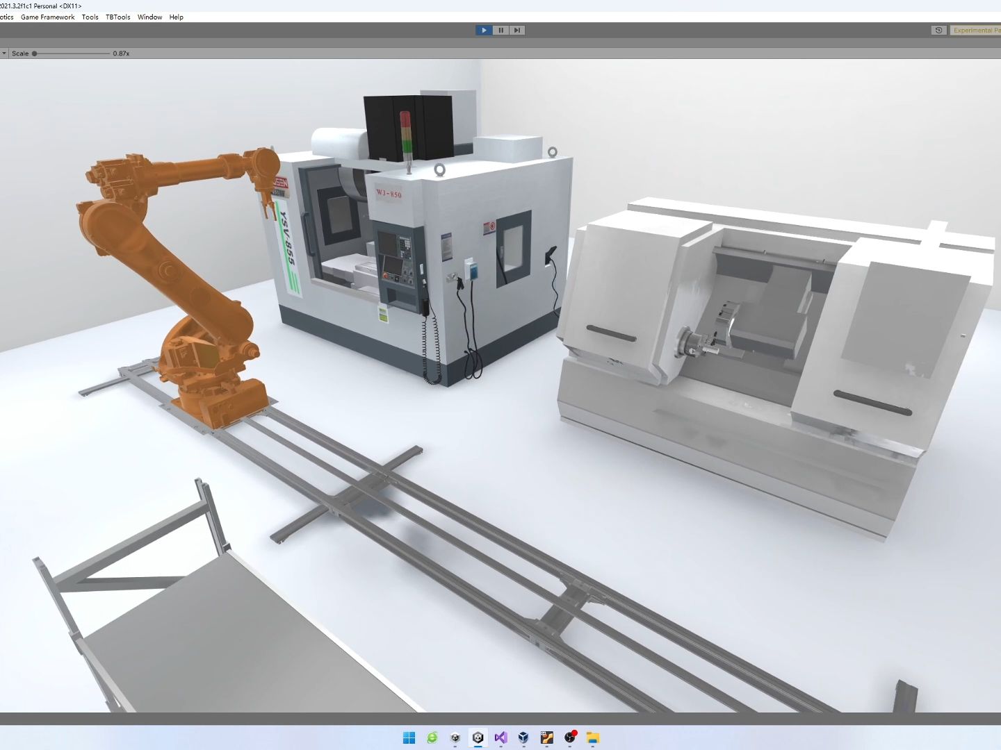 Unity数控仿真,加工单元的自动加工流程。