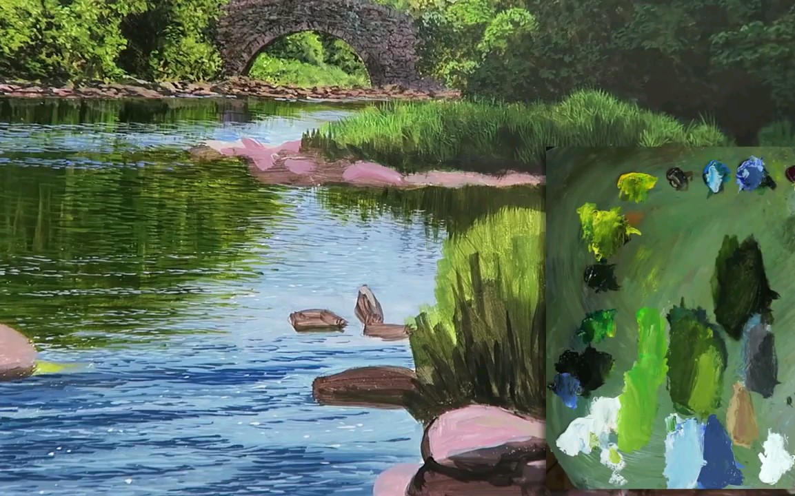 【超写实油画】如何画湍急的水流