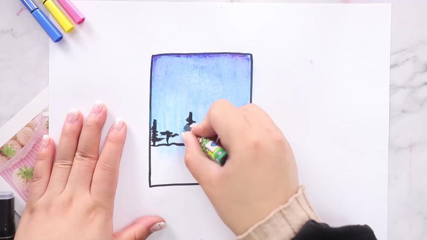 蜡笔星空画简单教程