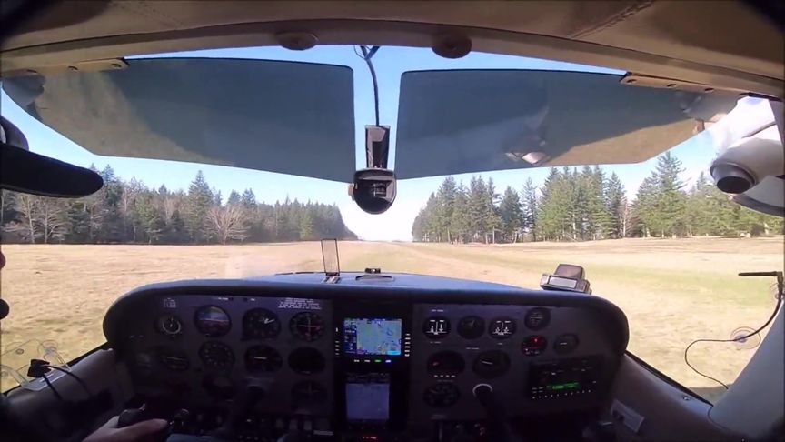 一个人驾驶螺旋桨飞机,在草地和沙地上起降