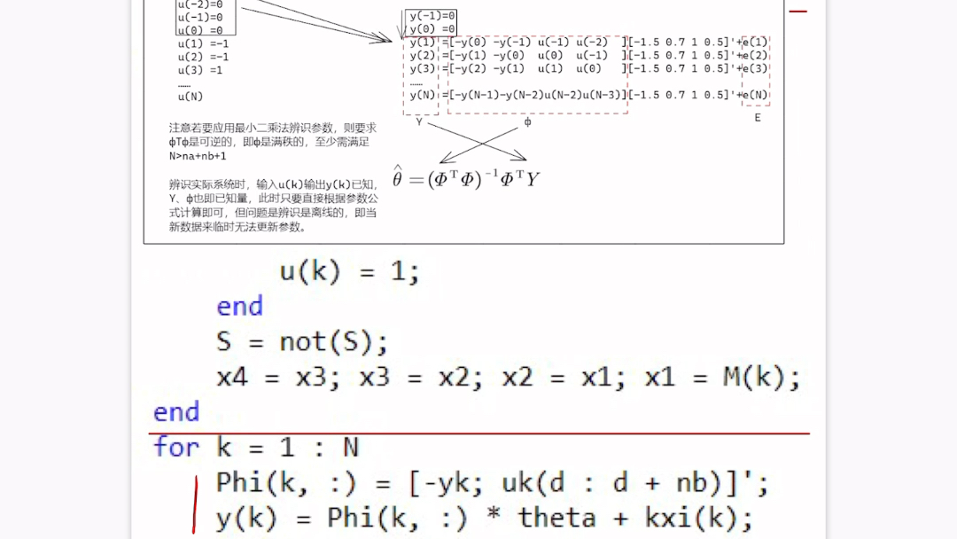 《系统辨识》批处理&递推最小二乘代码学习
