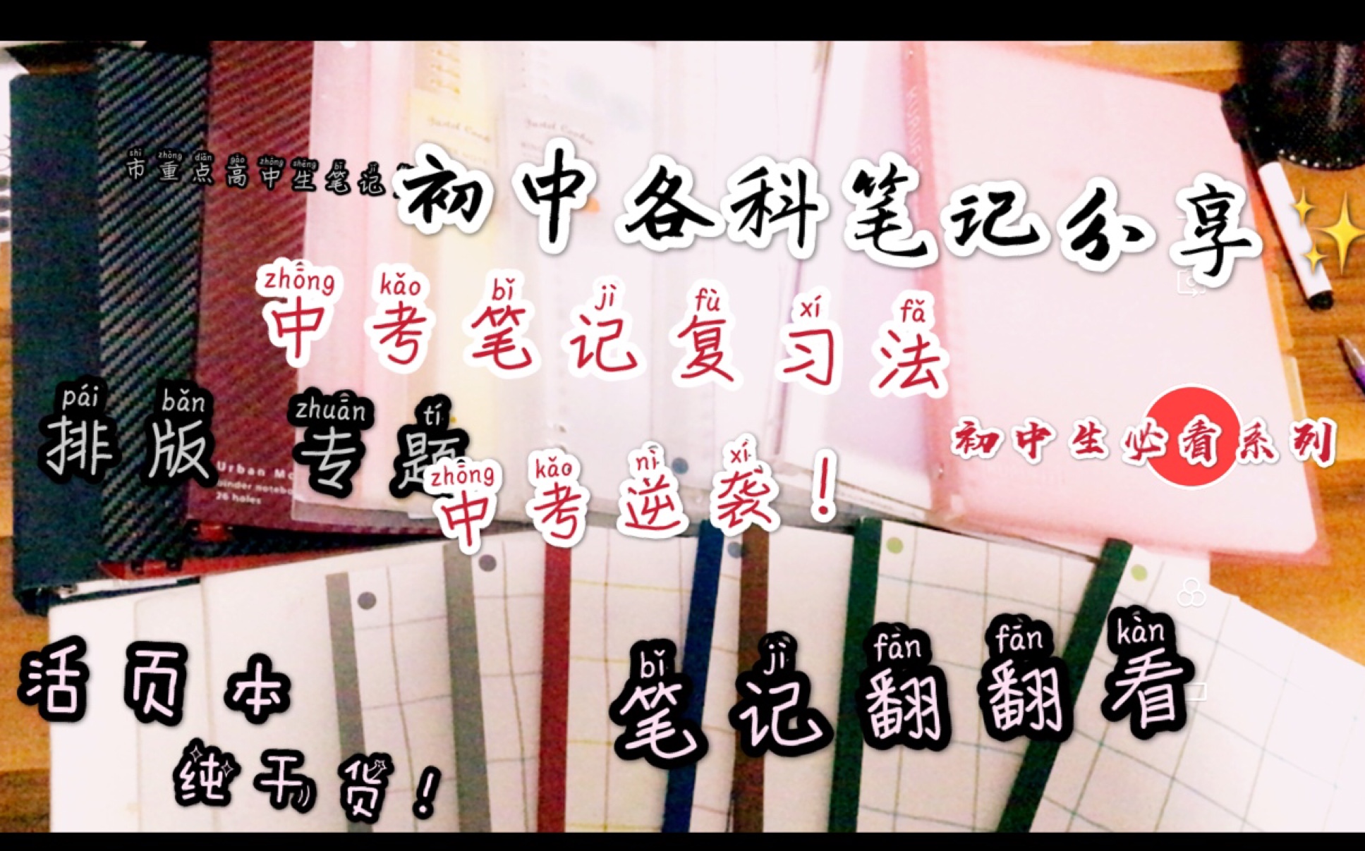 【初中各科笔记分享】笔记翻翻看!活页本和笔记排版,中考笔记复习法,...