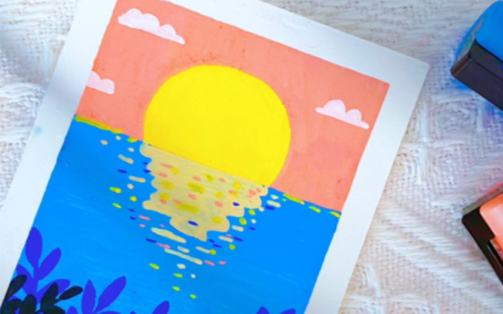 丙烯马克笔|涂鸦画画|日落余光·ins风