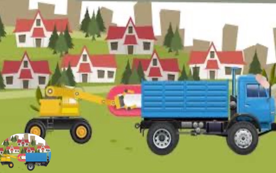 挖掘机少儿早教启蒙动画 工程车趣味学习英文