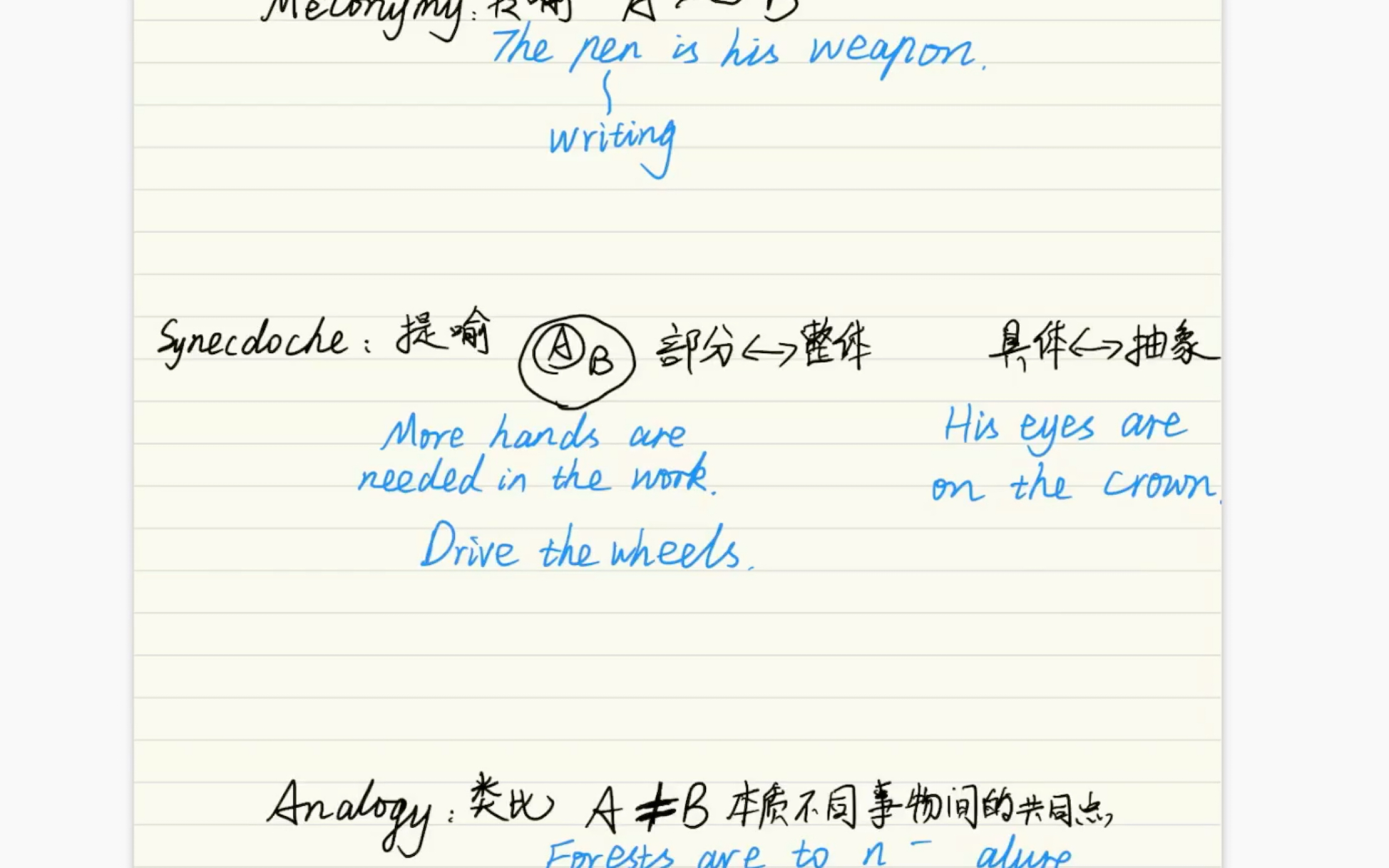 转喻 提喻 类比 都是些啥修辞?要学语文学英语的都来看看!