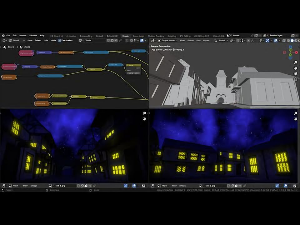 【中字】Blender 材质教程: 创建程序化的星空和多云天空(带有蓝色...