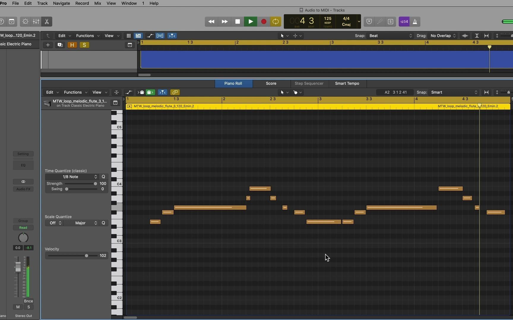 Logic Pro 转换音频到MIDI (两个方法)