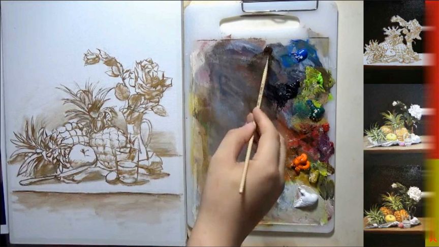 3分钟油画视频教程,0基础入门到精通,大师一步教会你