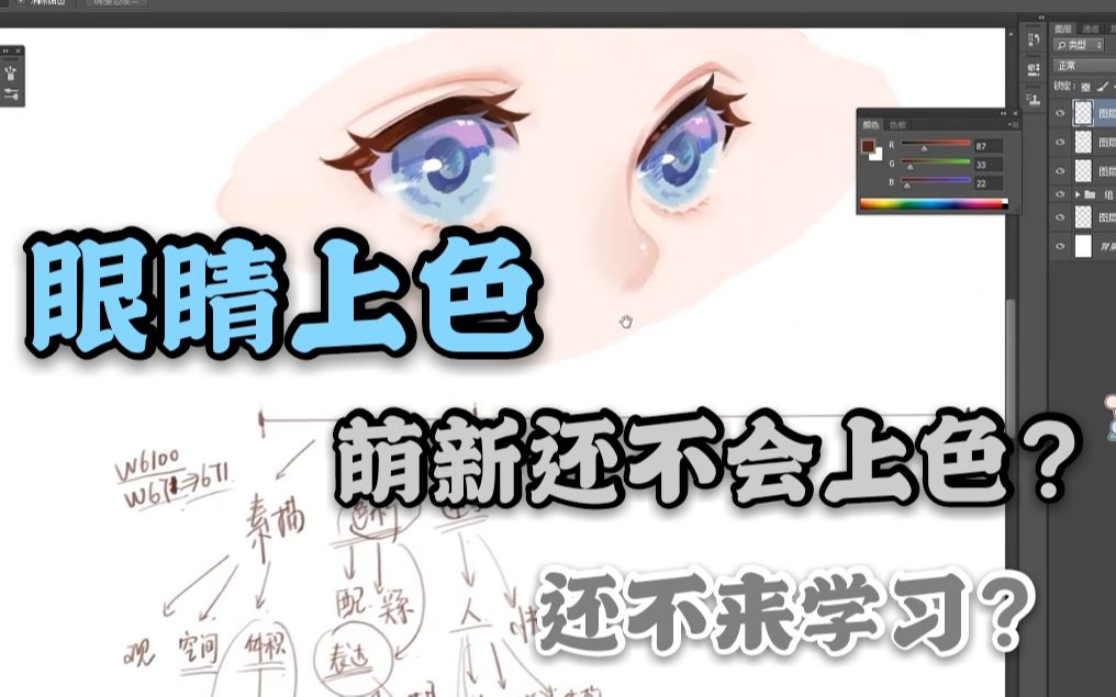 【板绘教程 PS】萌新教程 简单粗暴的眼睛上色教程