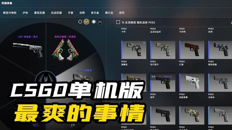 CSGO单机版最爽的事情,各种满天飞的稀有皮肤,这里可以随便用